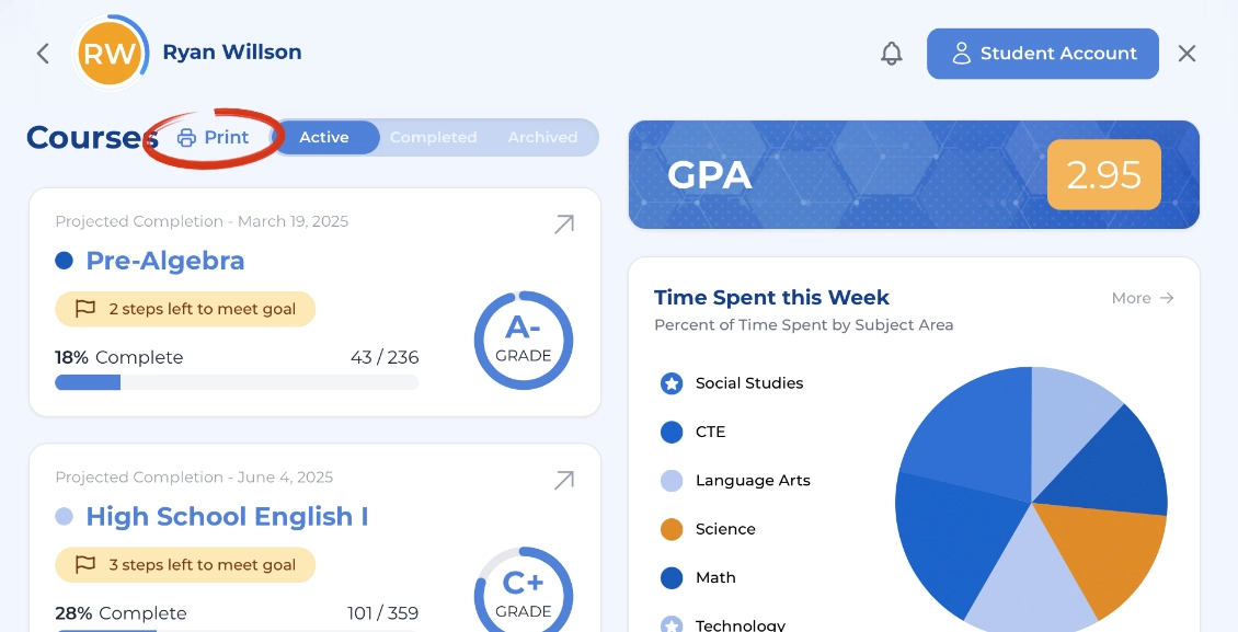 Printing a Report Card | Power Homeschool
